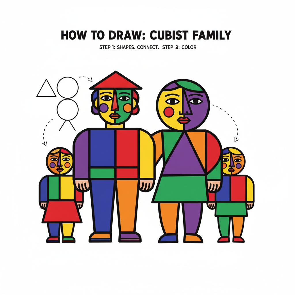 how to draw a family. Activities for Kids.