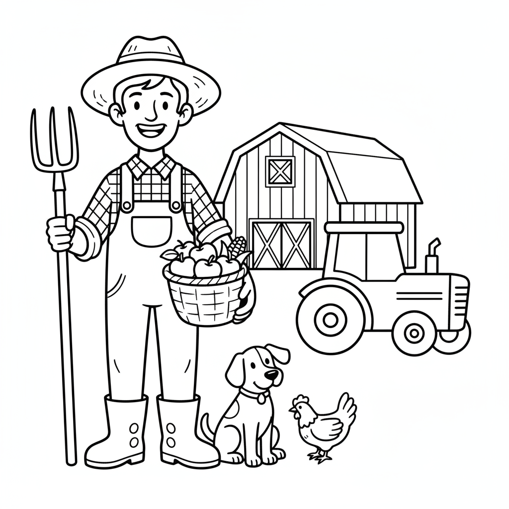 how to draw a farmer. Activities for Kids.