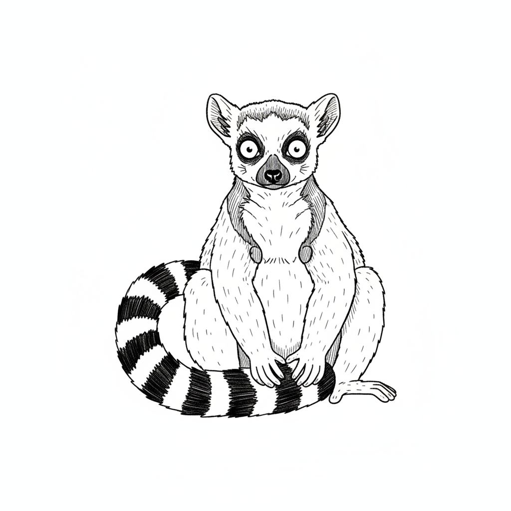 How To Draw Cartoon Lemurs Realistic Lemurs Drawing