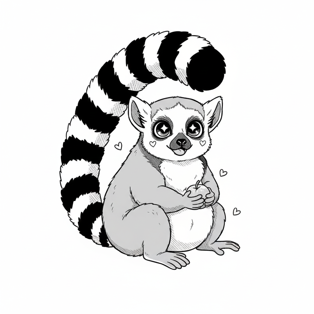 How To Draw A Cute Cartoon Lemur Kawaii Chibi With Easy Step By