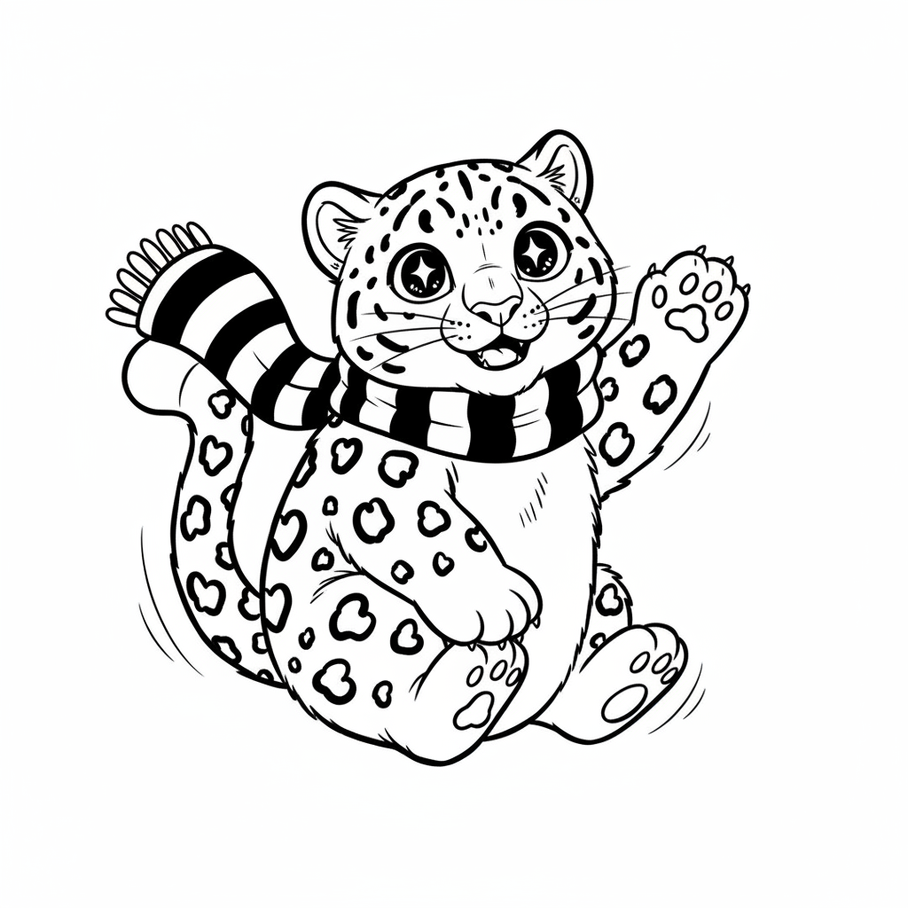 Snow Leopard Cartoon Drawing Easy