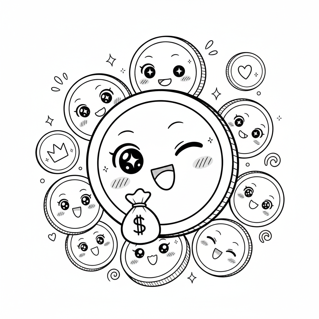 how to draw coins. Activities for Kids.