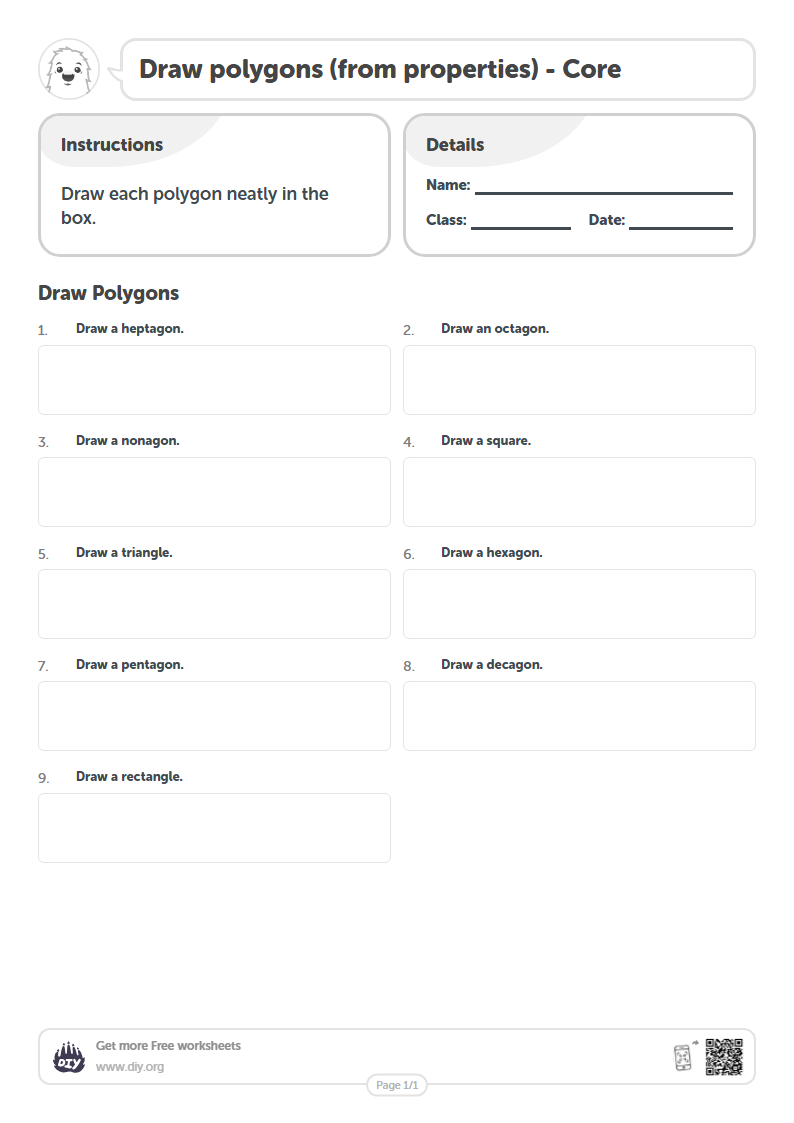 Free Draw polygons (from properties) Worksheets