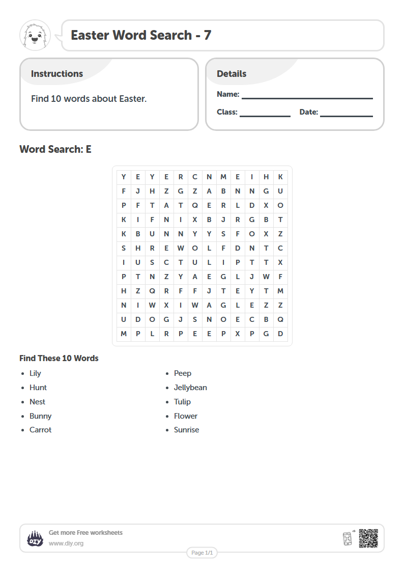 Free Easter Word Search Worksheets