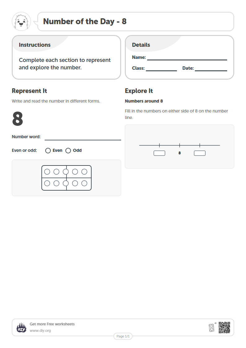 Free Number of the Day - 8 Worksheets