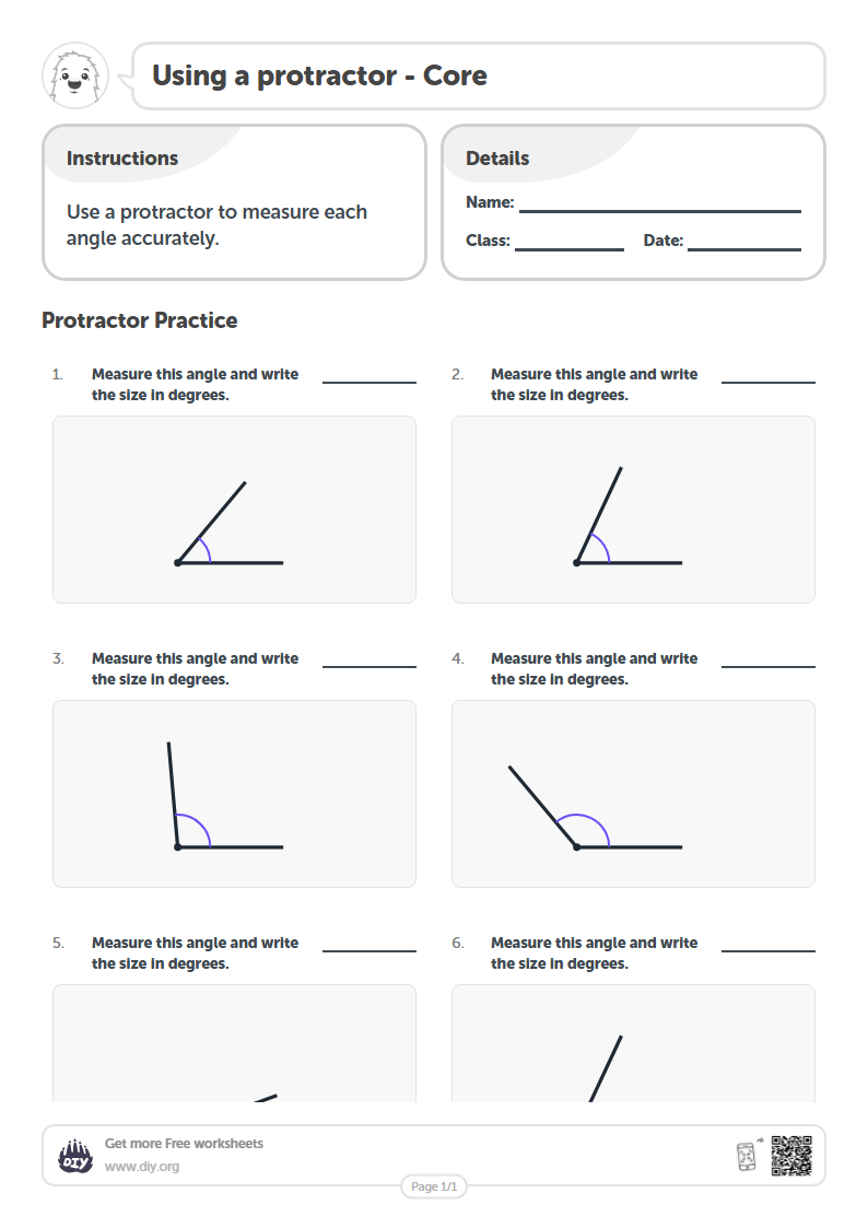 Free Using a protractor Worksheets