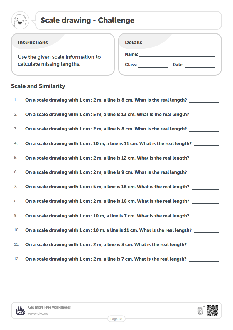 Free Scale drawing Worksheets
