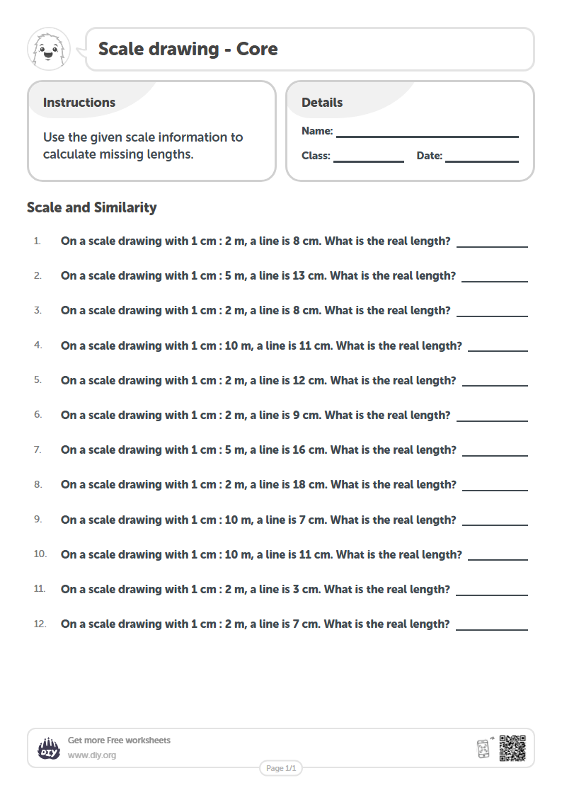 Free Scale drawing Worksheets