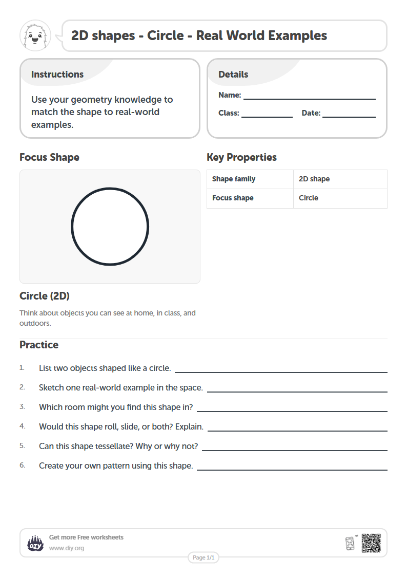 Free 2D shapes - Nonagon - Real World Examples Worksheets