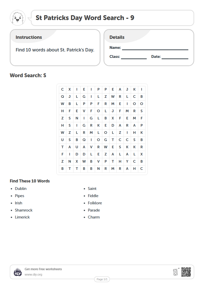 Free St Patricks Day Word Search Worksheets